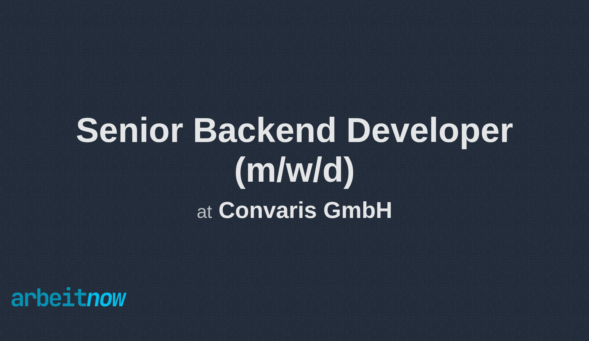 Senior Backend Developer (m/w/d) job at Convaris GmbH in Frankfurt